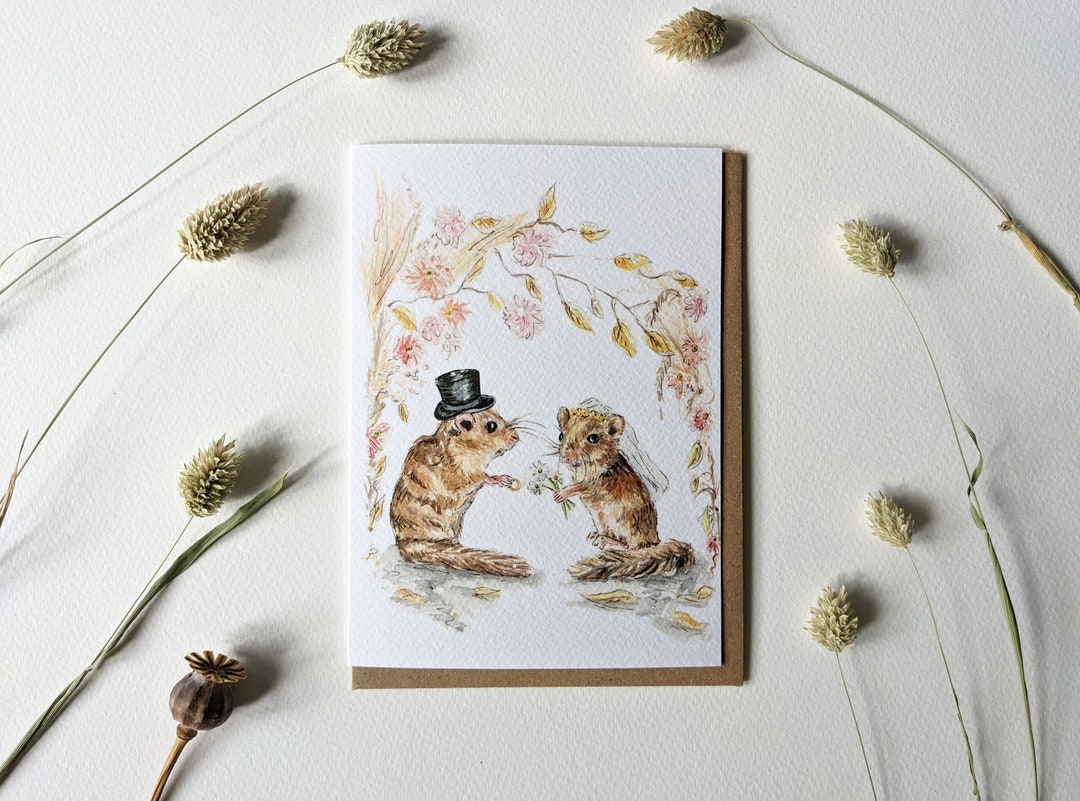 Wedding Mice Card, Bride & Groom Original Watercolour, Anniversary, - Etsy
