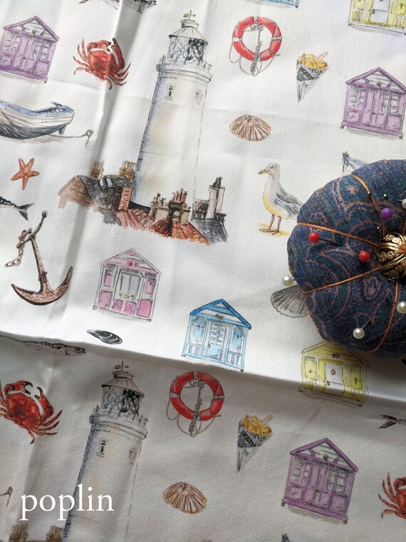Southwold Lighthouse Fabric 100% Cotton Nautical Sea Fabric - Etsy UK