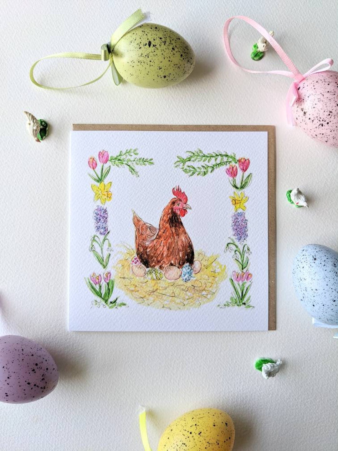 Easter Chicken Blank Greeting Card - Etsy