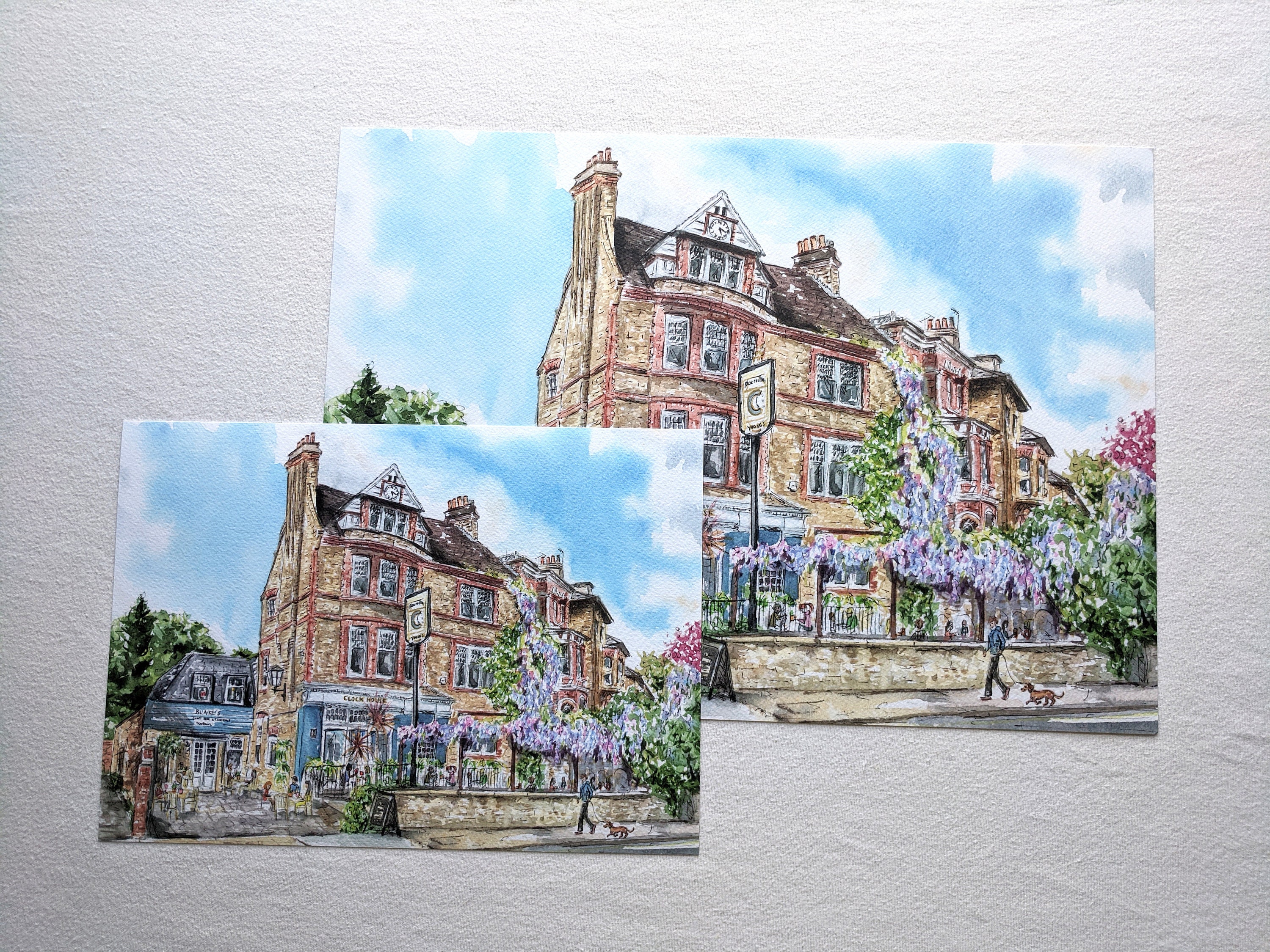 East Dulwich Art Print, the Clockhouse Pub Original Watercolour ...