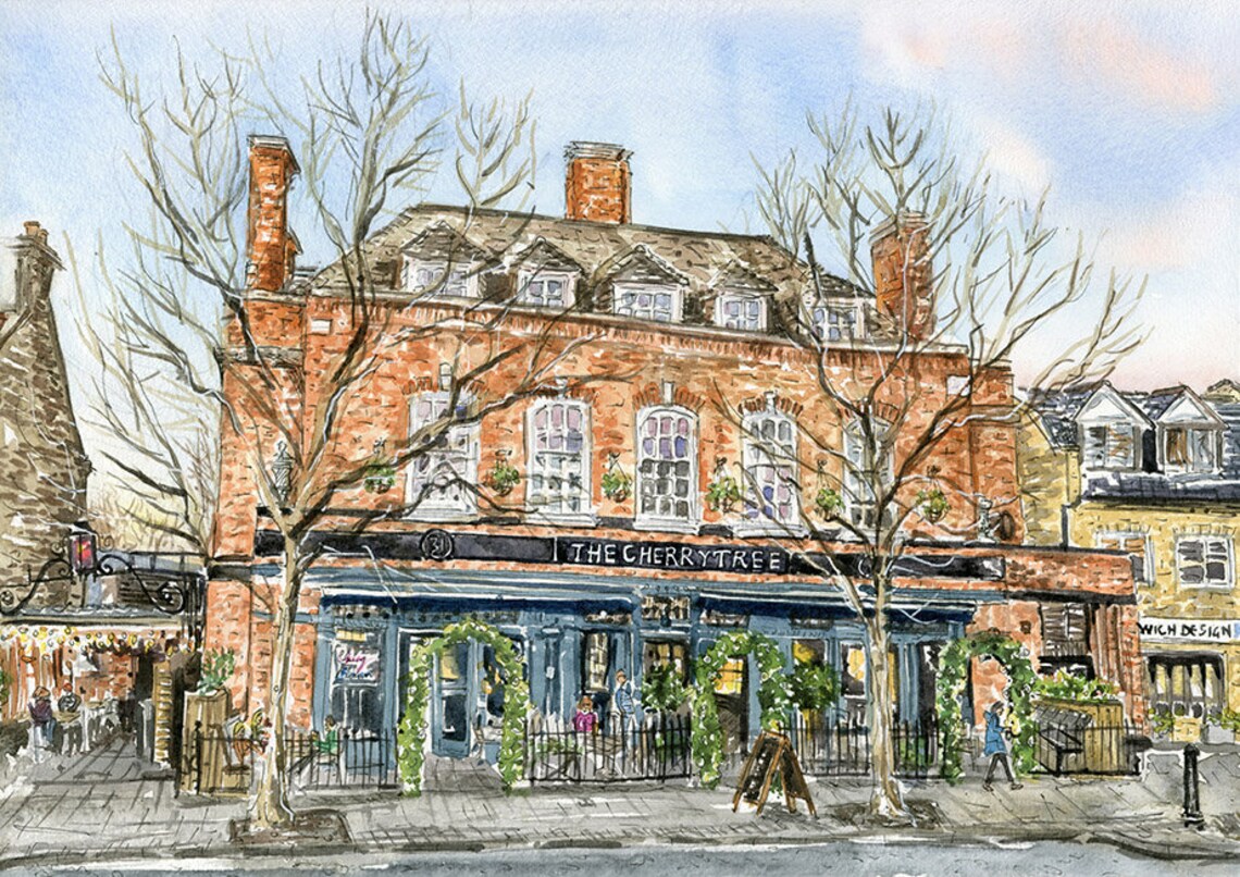 East Dulwich Art Print the Cherry Tree Pub Original - Etsy