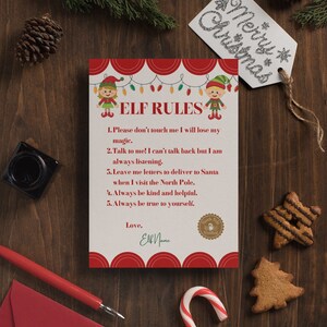 Editable Elf Rules to Follow Elf Arrival Rules Elf No Touching Elf Sign ...
