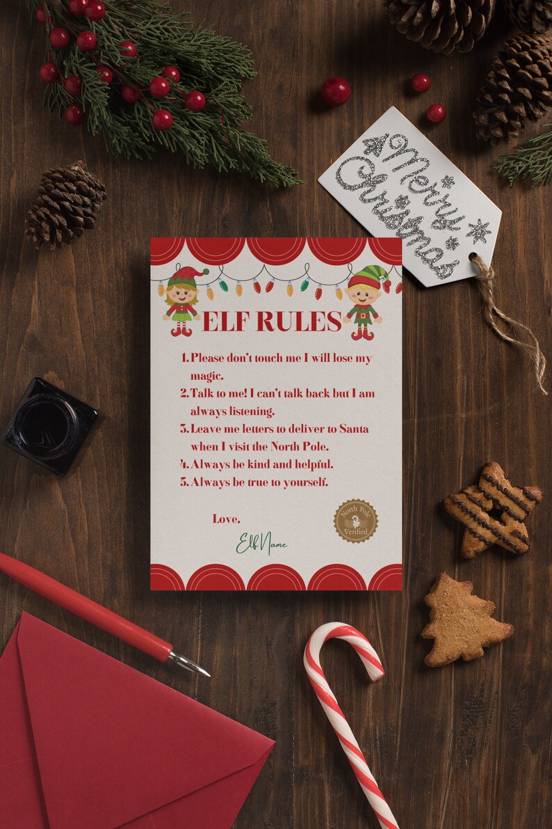 Editable Elf Rules to Follow Elf Arrival Rules Elf No Touching Elf Sign ...