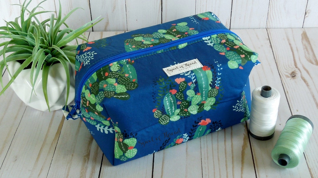 Palm Springs Navy Cactus Large Box Pouch - Etsy