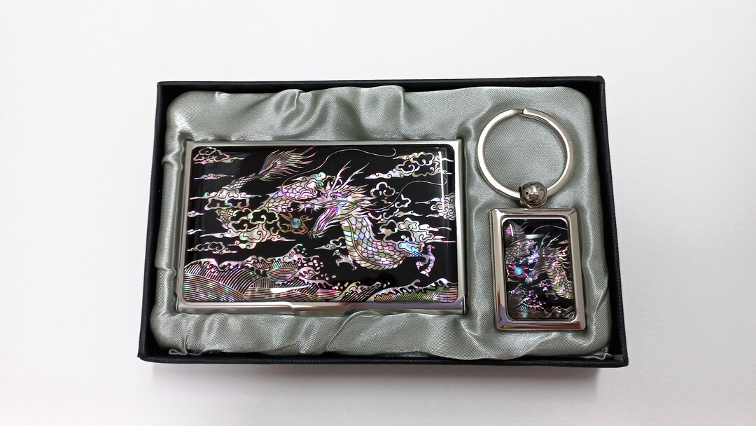 Dragon Business Card Holder and Key Ring Set, Business Card Case, Key ...
