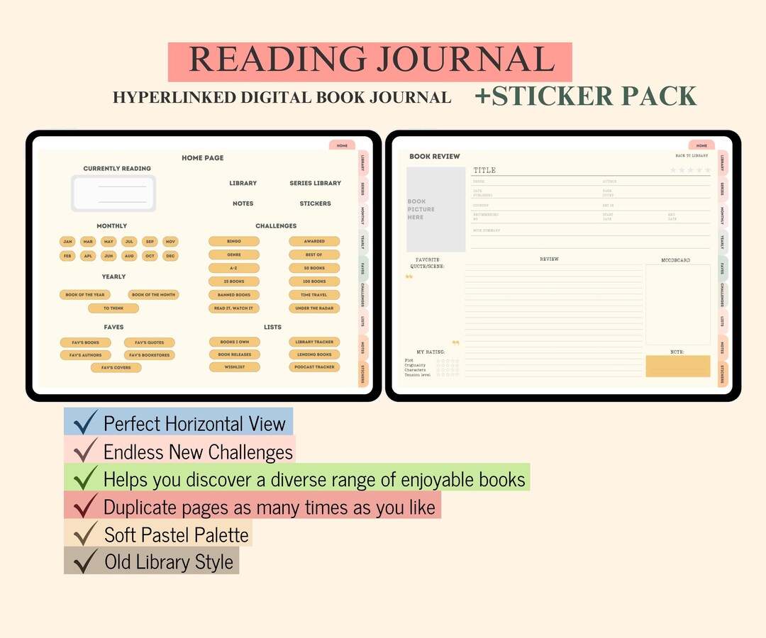 Goodnotes Book Journal Digital, Book Addict Journal Goodnotes, Reading ...