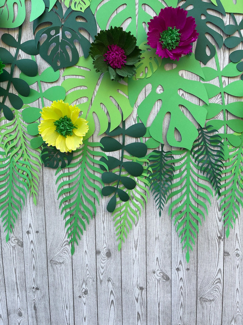 Tropical Leaves Party Set Jungle Party Flower Wall Aloha | Etsy