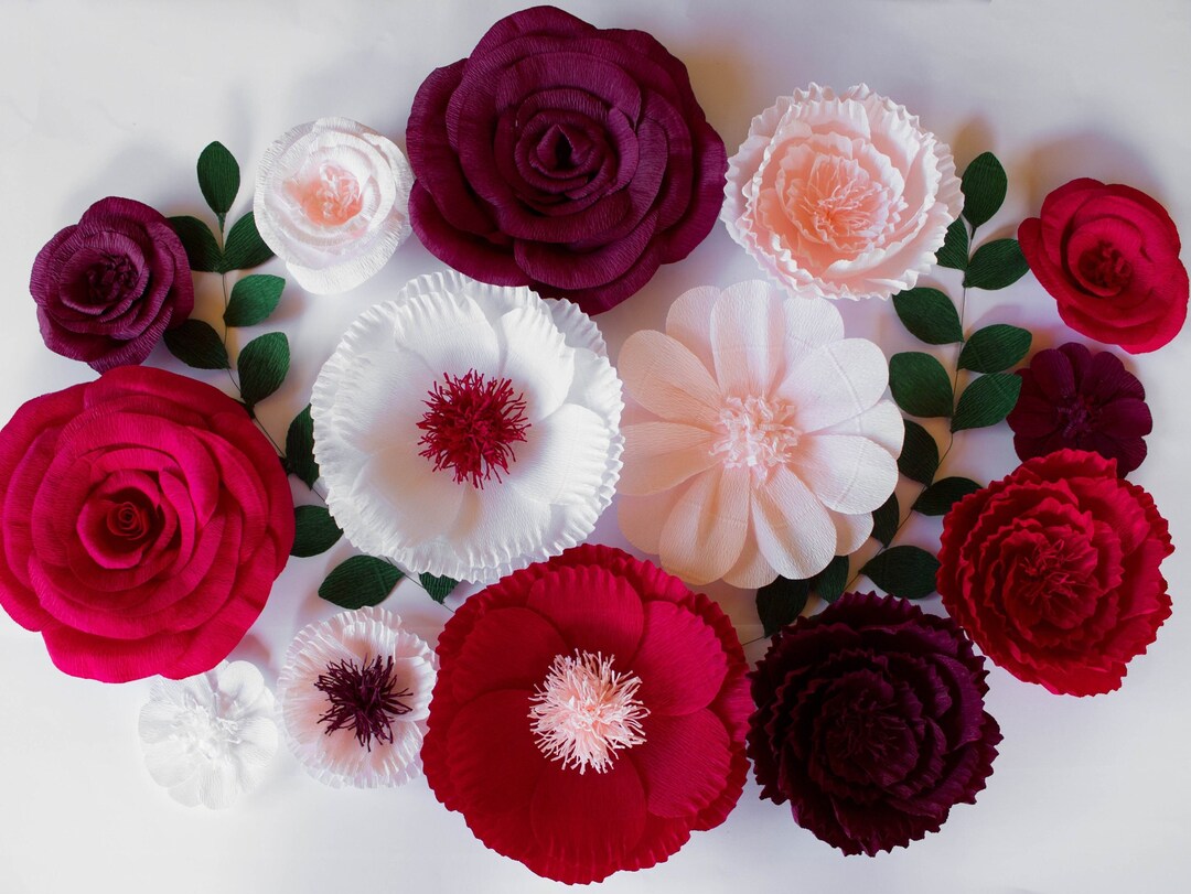 Crepe Paper Flower Wall Decor: Assembled Floral Backdrop, Baby Shower ...