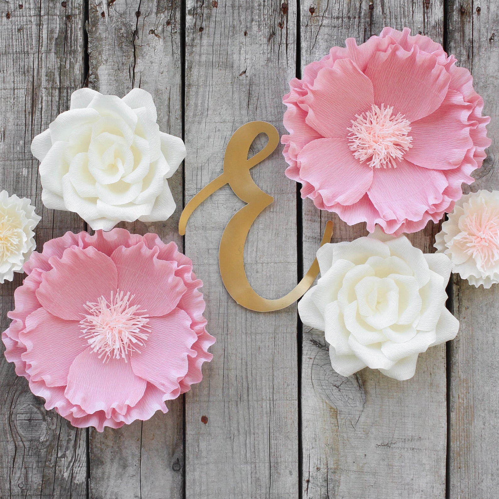 Pale Pink Paper Flower Set: Nursery Wall Decor, Wedding Backdrop - Etsy