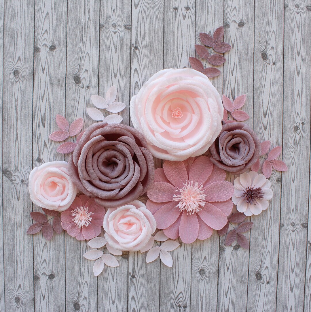 Mauve Wall Paper Flowers, Girl Nursery Decor, Hanging Floral Backdrop ...
