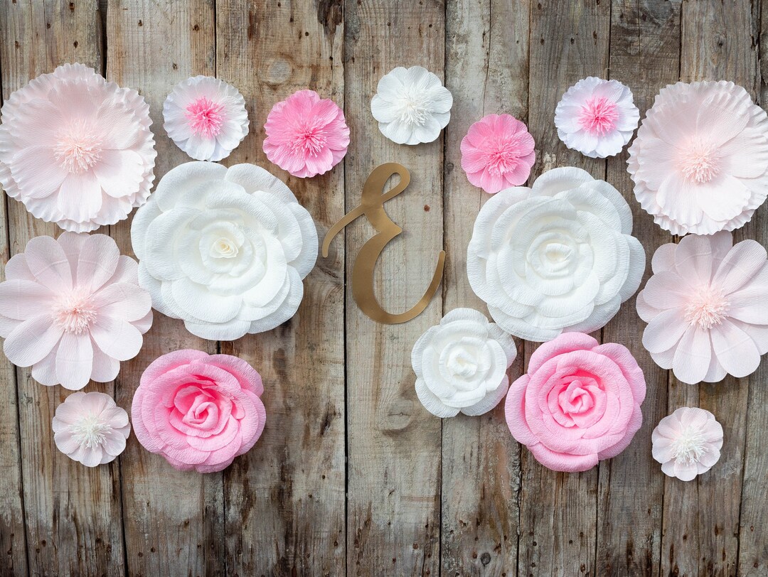 Pink & White Paper Flower Wall Decor: Nursery Backdrop - Etsy