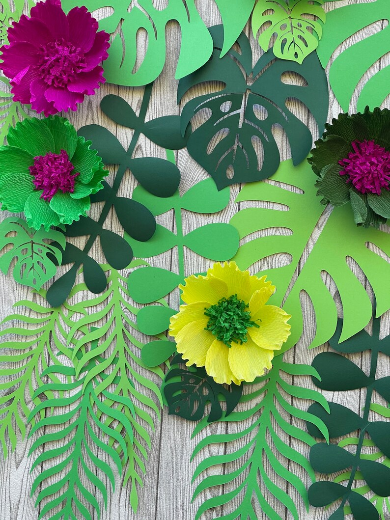 Tropical Leaves Party Set Jungle Party Flower Wall Aloha - Etsy