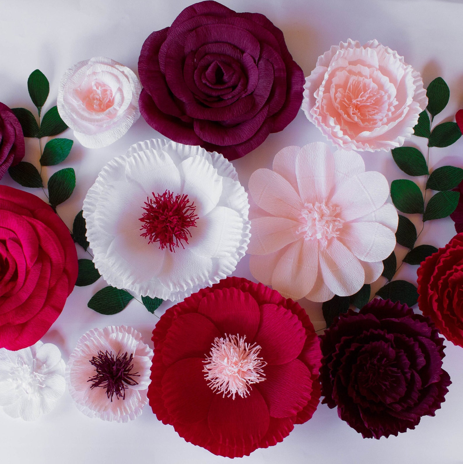 Crepe Paper Flower Wall Decor: Assembled Floral Backdrop, Baby Shower ...