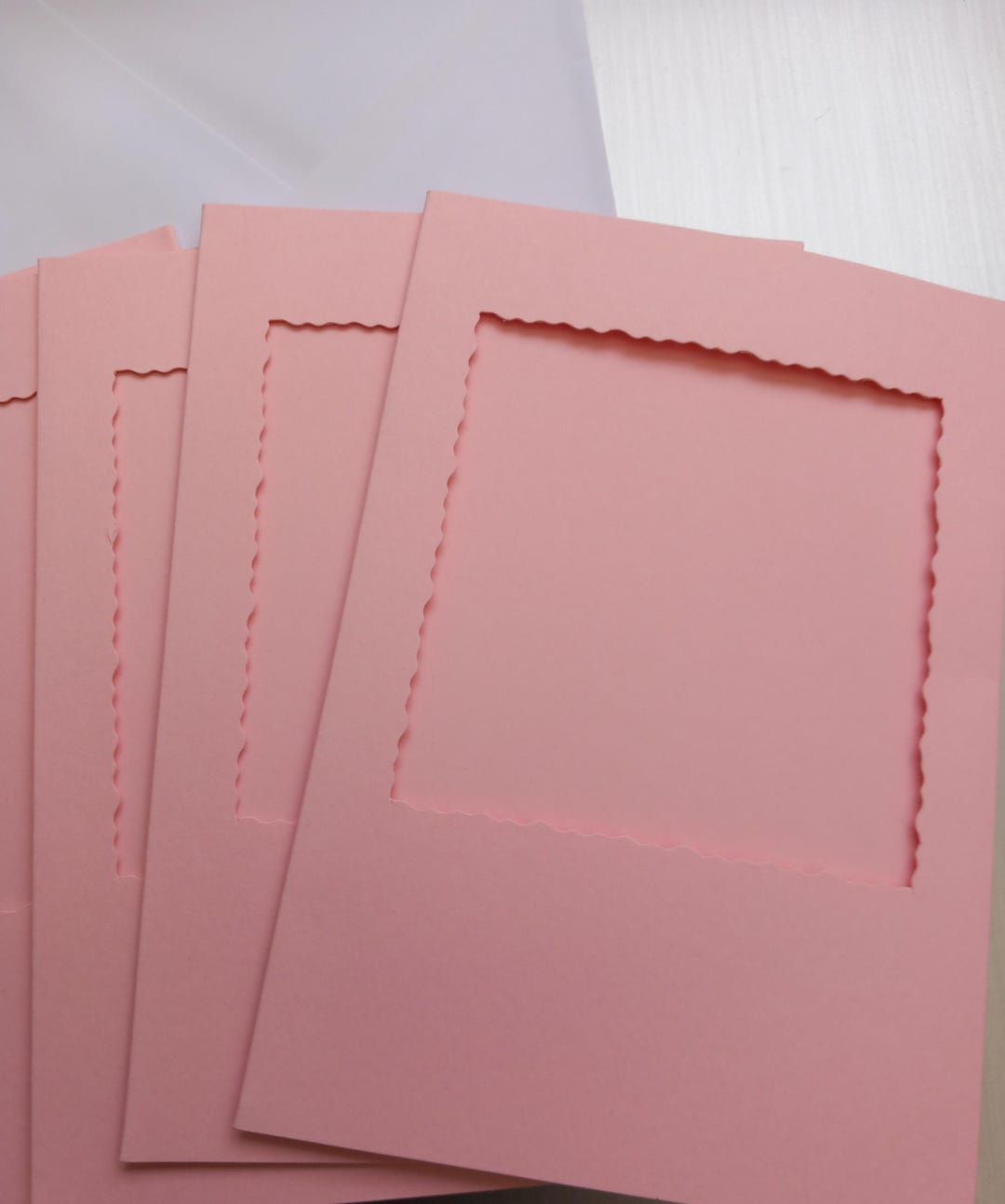 Five PINK Square Aperture Cards 6 X 4 With White Envelopes for ...