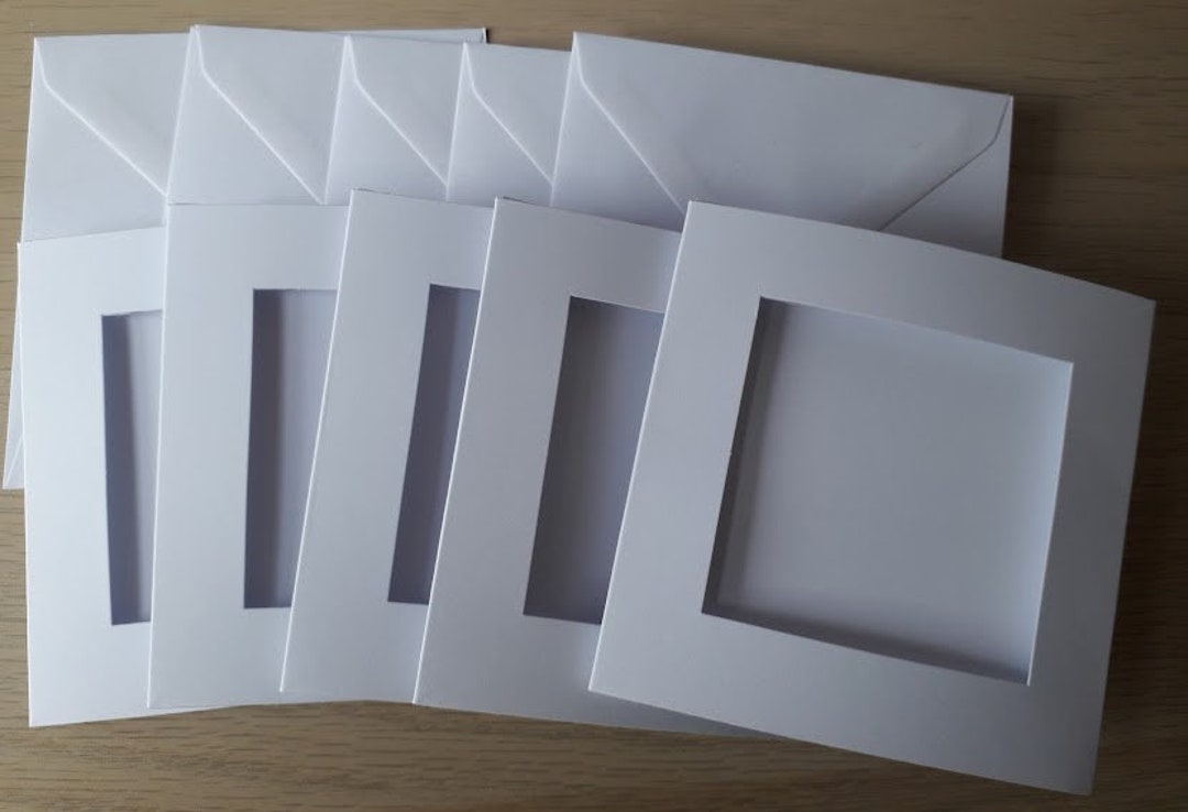 5 Small White SQUARE Aperture Cards 100 X 100 Mm. 4 X 4 Inches ...