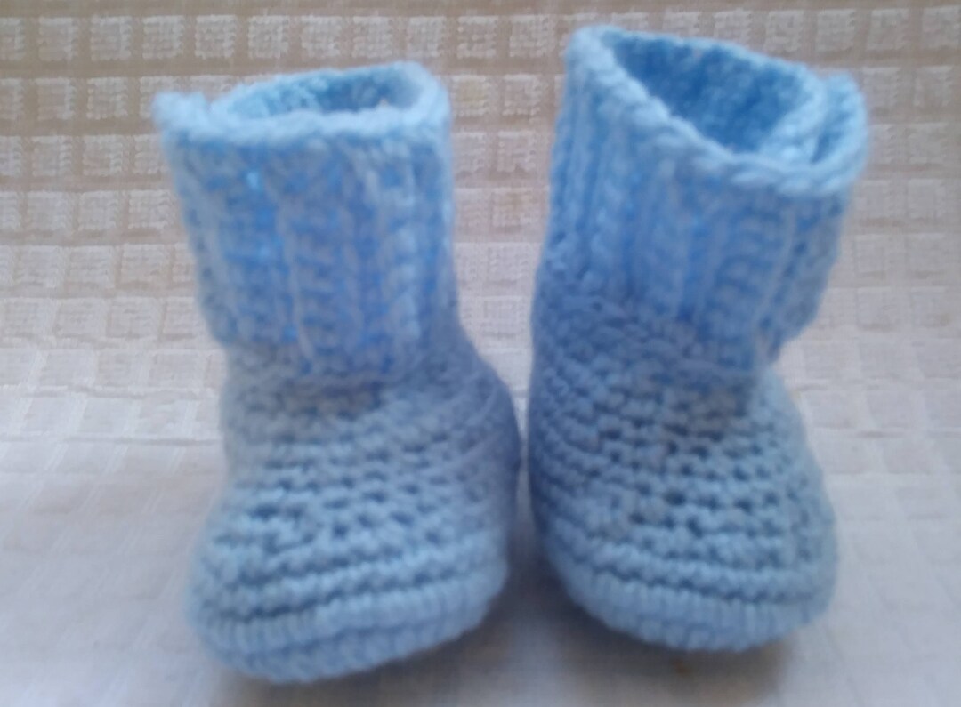 Blue High Top Crochet Baby Bootee Trainers. Age Birth to 3 Months. - Etsy