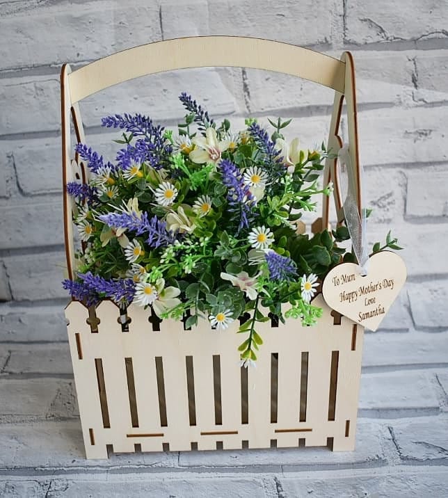 Personalised laser cut flower box holder. | Etsy