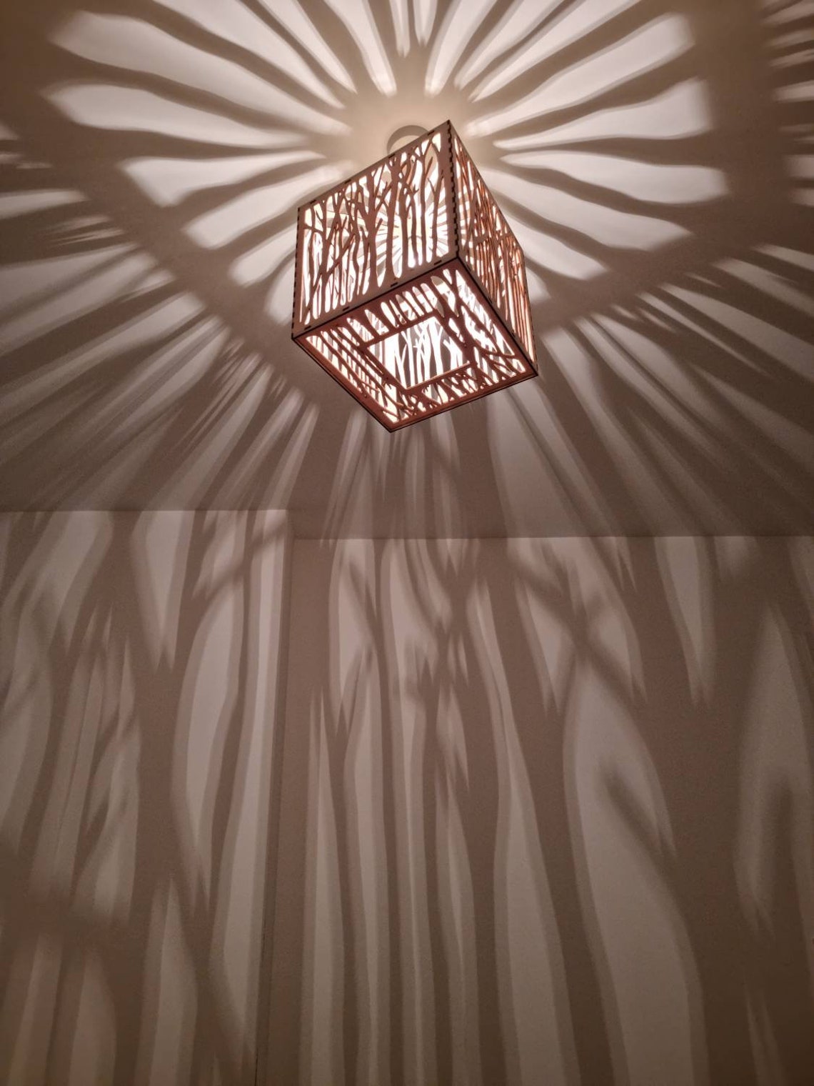 Bespoke Forest Wooden Ceiling Light Shade. - Etsy