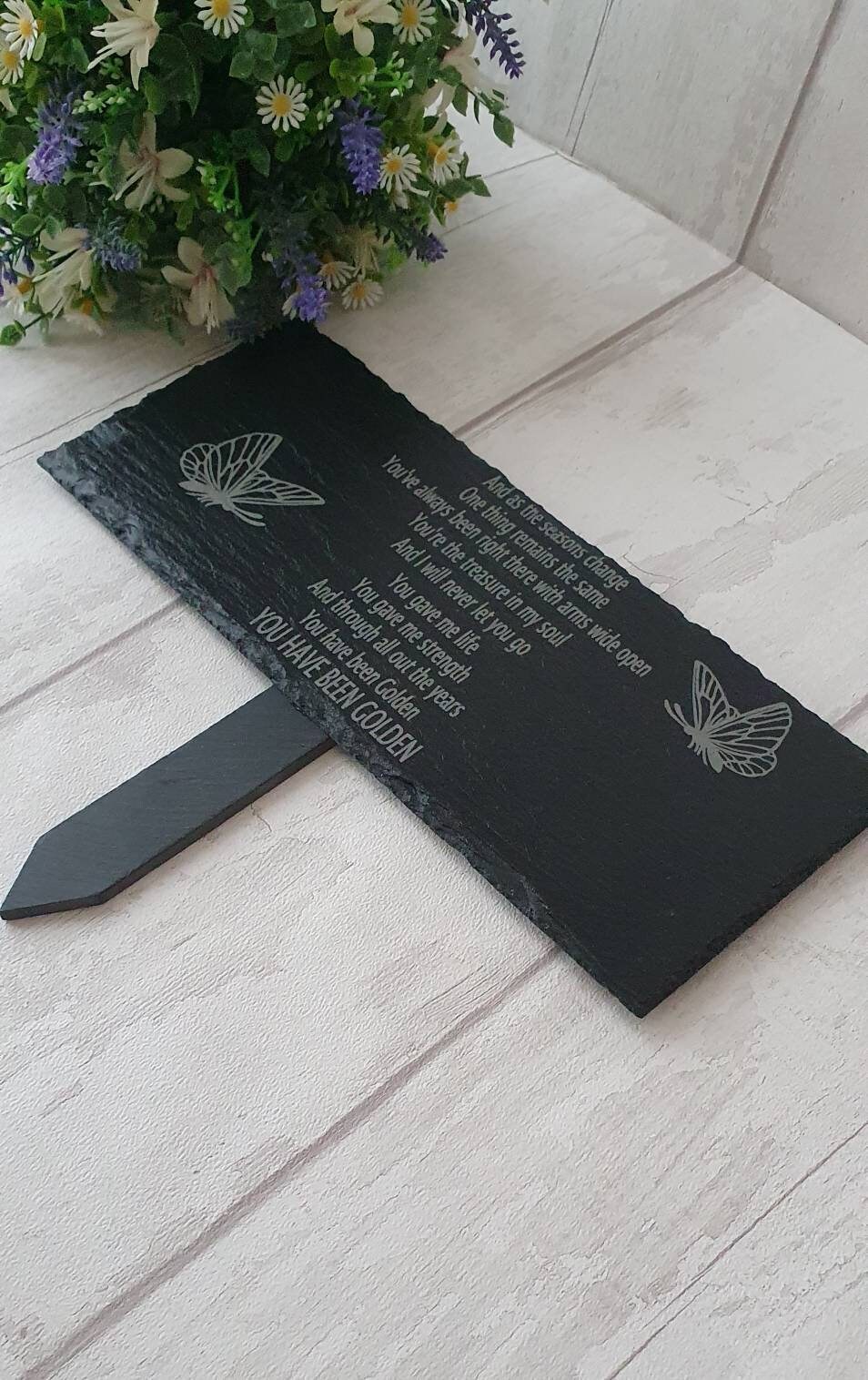 Beautiful Personalised Memorial Slate, Engraved With Slate Grounding ...