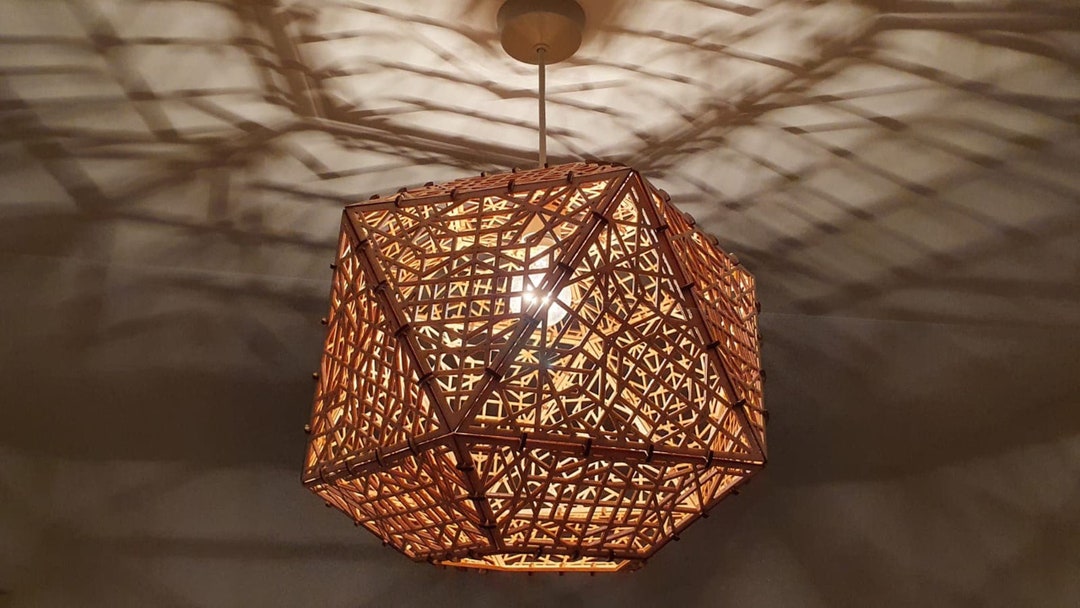 Geometric Laser Cut Plywood Lamp Shade – Modern Pendant Lighting - Etsy