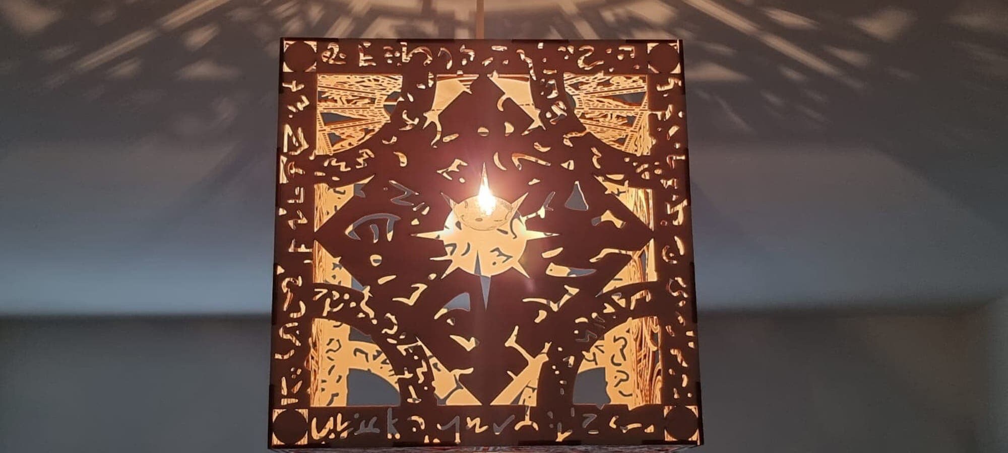 Bespoke Made to Order Puzzle Box Detailed Wooden Light Shade. | Etsy