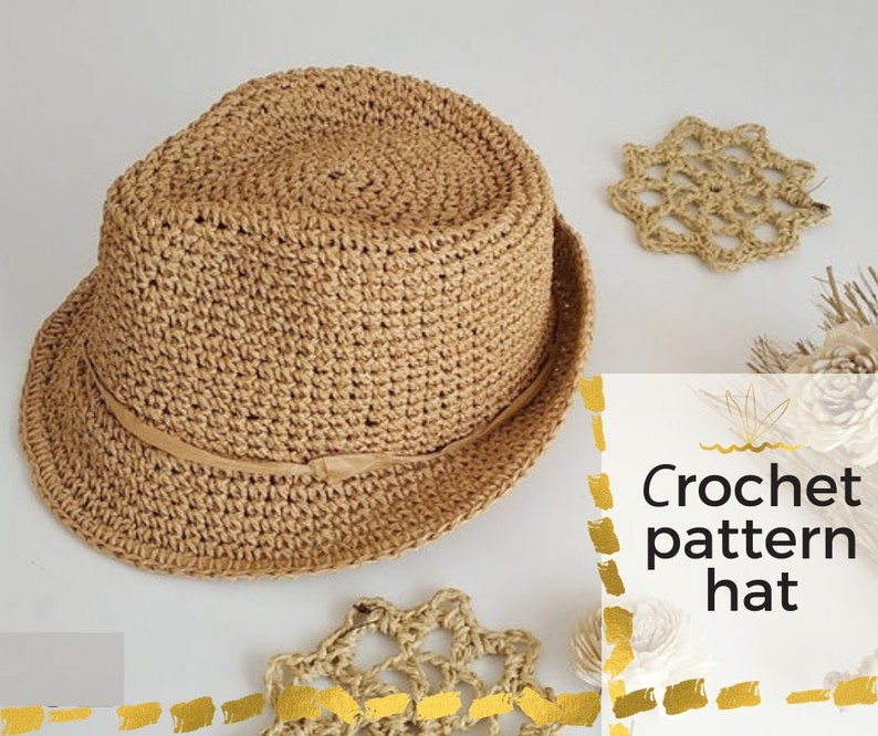 Fedora Hat Pattern Crohet Hat Pattern Fedora Hat Pattern - Etsy