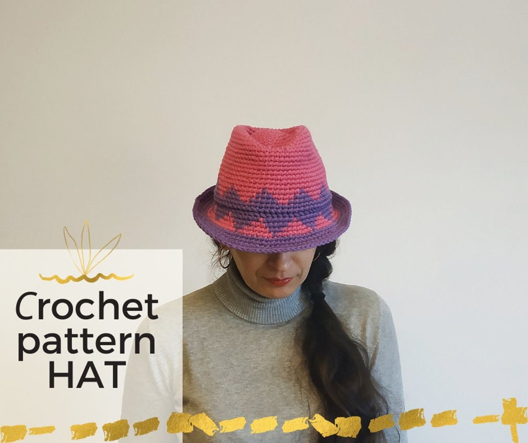 Fedora Hat Crochet Pattern, Crochet Hat Pattern, Crochet Fedora Hat Pattern, Womens Hat Pattern ...