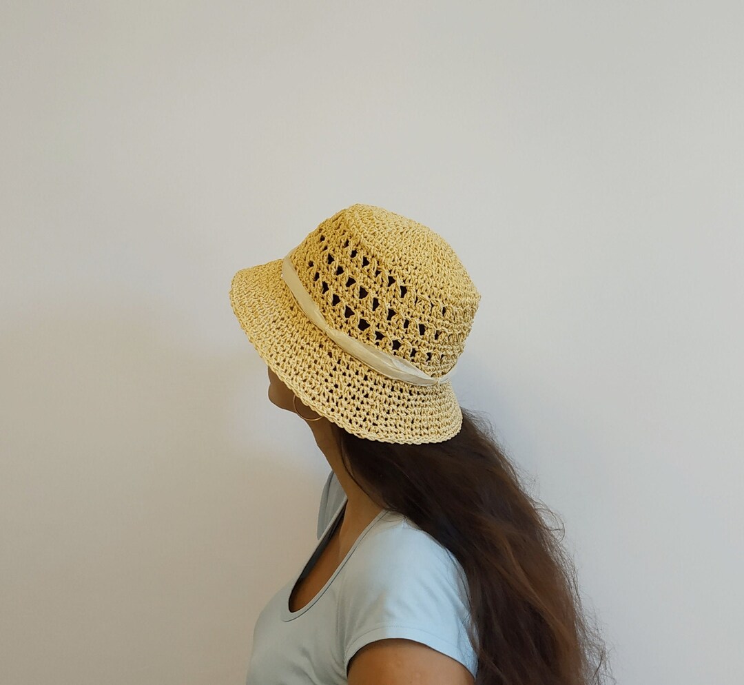 Bucket Hat Sun Сustom Bucket Hat Summer Bucket Hat RAFFIA - Etsy