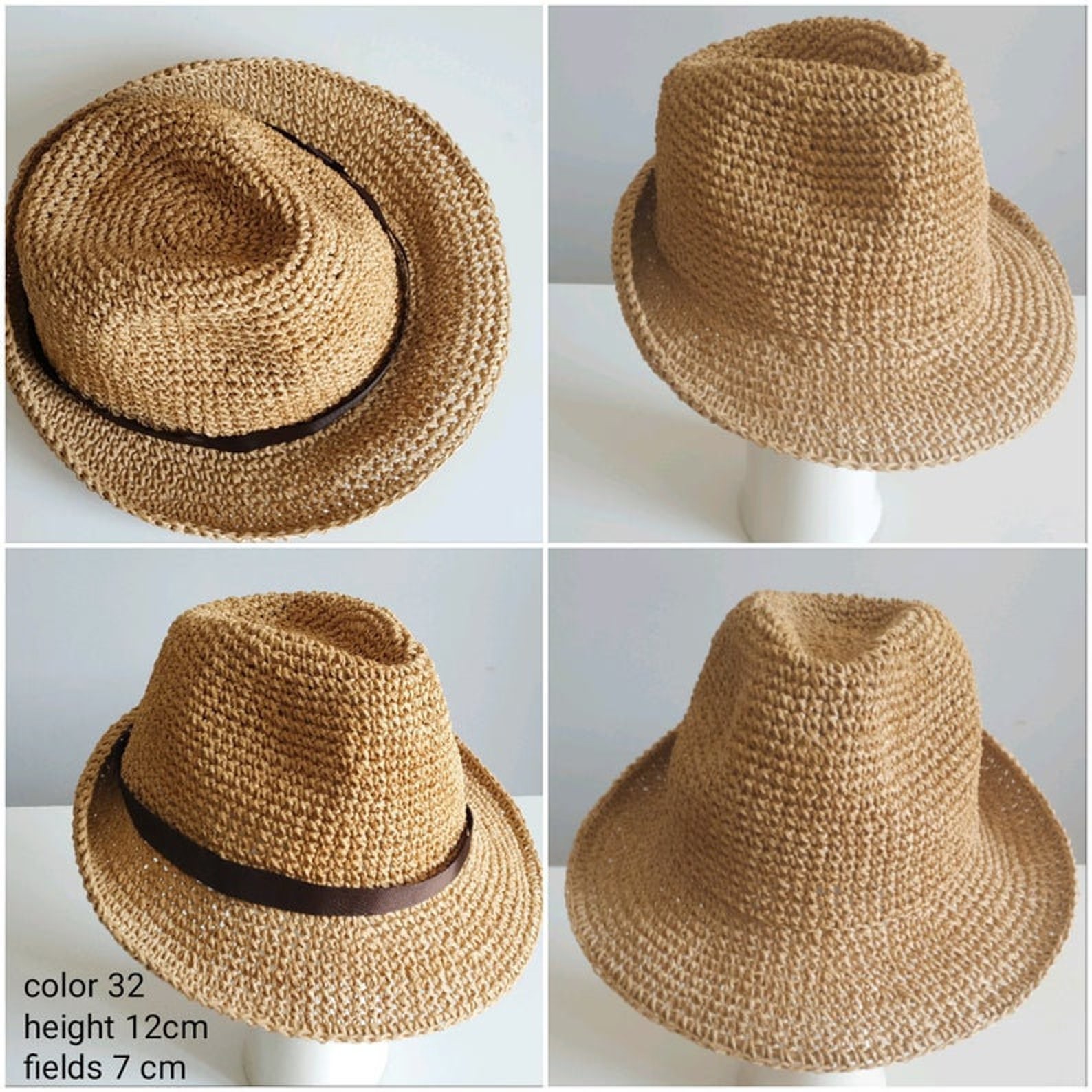 Fedora Hat Pattern, Crohet Hat Pattern, Fedora Hat Pattern Pdf, Fedora ...