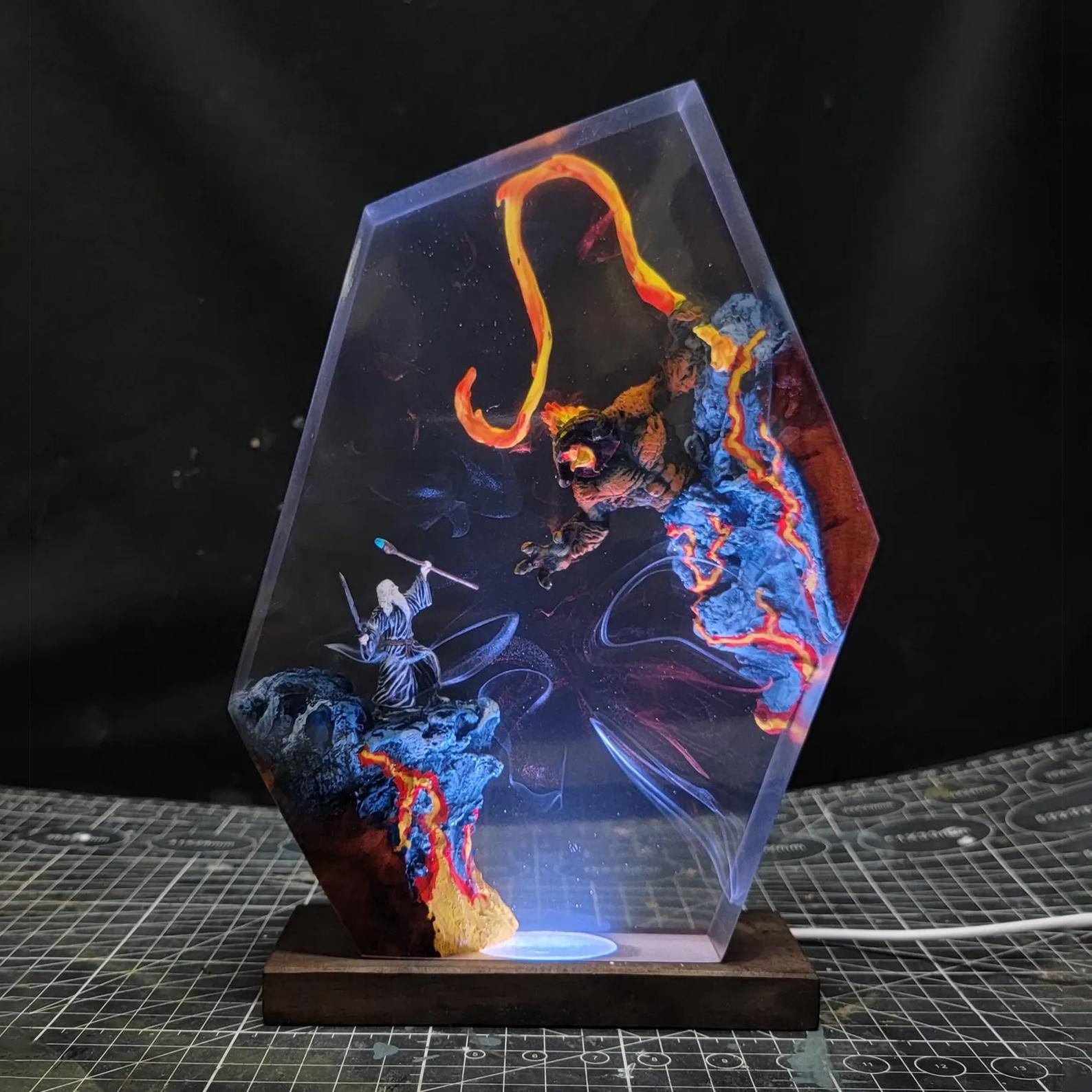 Gandalf Vs Balrog Resin Lamp | Lord of the Rings Diorama Light ...