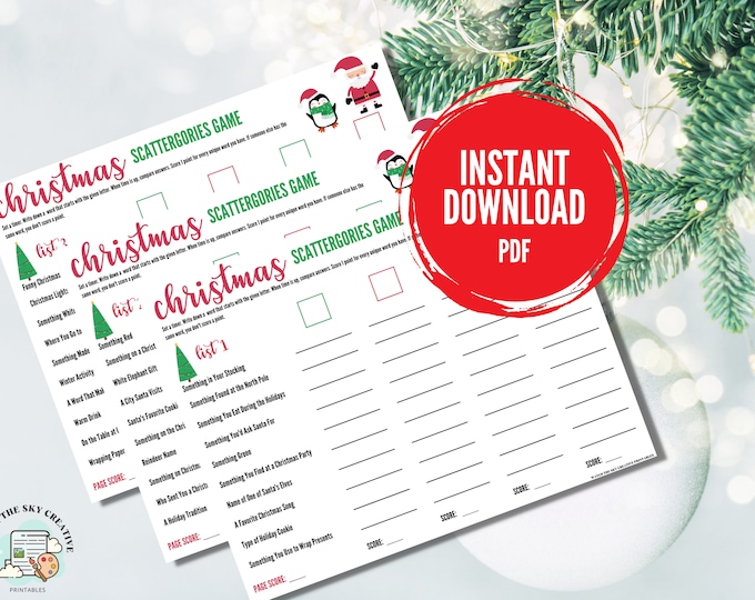 Printable Christmas Scattergories Bundle, Christmas Games Bundle ...