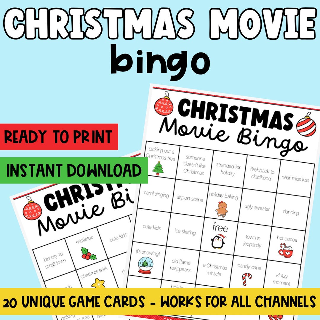 Christmas Movie Bingo - Hallmark Christmas Movie Bingo - Holiday Party ...