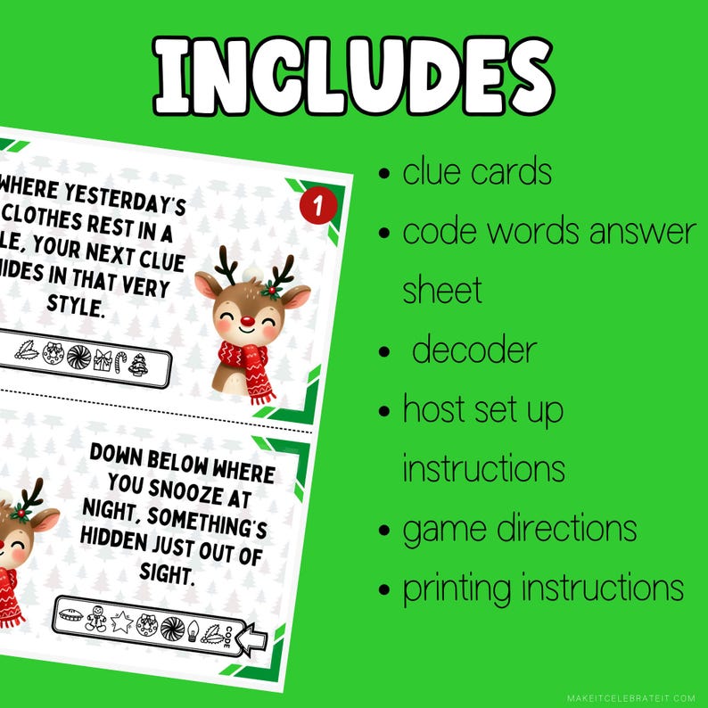 Christmas Scavenger Hunt - Reindeer Treasure Hunt for Kids - Fun ...