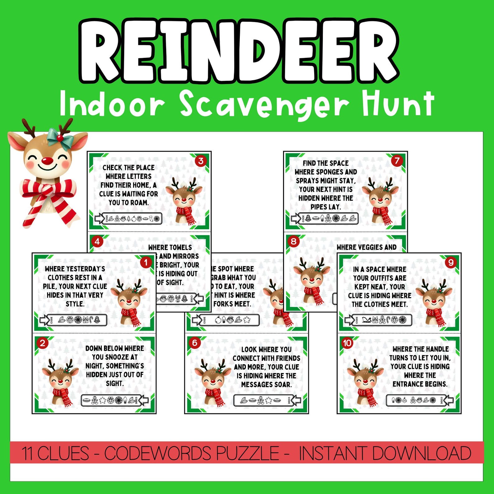 Christmas Scavenger Hunt - Reindeer Treasure Hunt for Kids - Fun ...