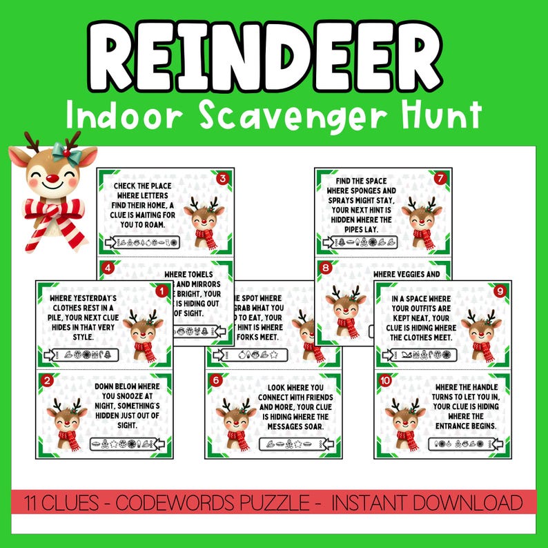 Christmas Scavenger Hunt - Reindeer Treasure Hunt for Kids - Fun ...