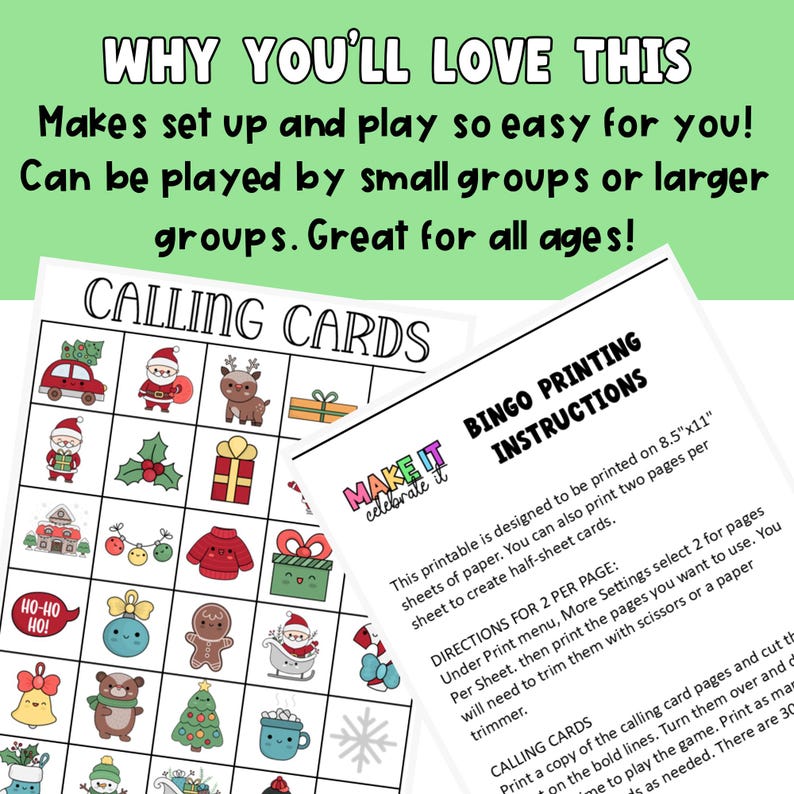 Christmas Bingo Game - Printable Holiday Fun - Family and Kids Activity ...