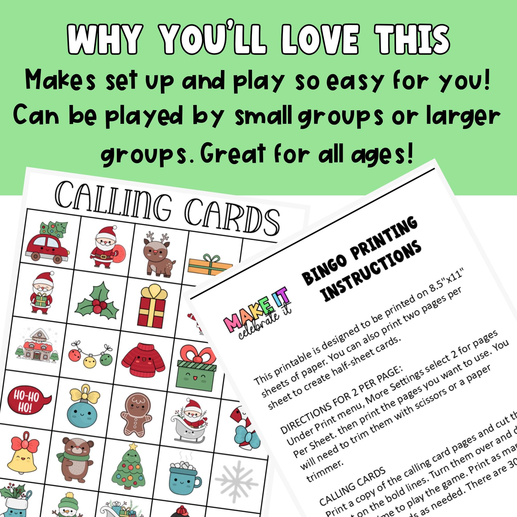 Christmas Bingo Game - Printable Holiday Fun - Family and Kids Activity ...