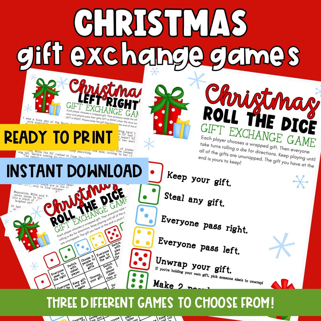 Roll the Dice Christmas Gift Exchange Games (3 Versions) - Fun Holiday ...