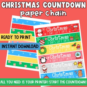 Printable Christmas Countdown Paper Chain - Advent Calendar for Kids ...