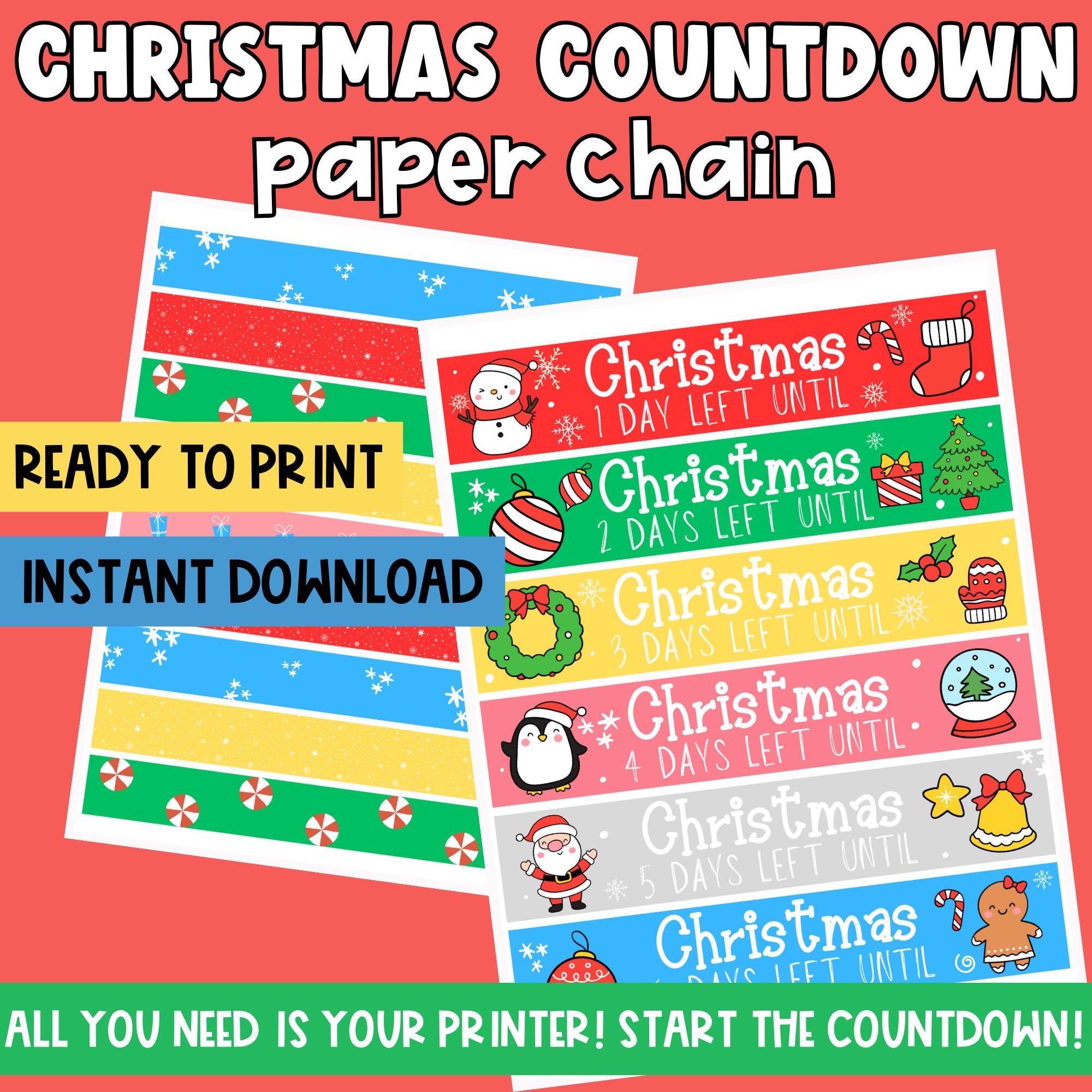 Printable Christmas Countdown Paper Chain - Advent Calendar for Kids ...