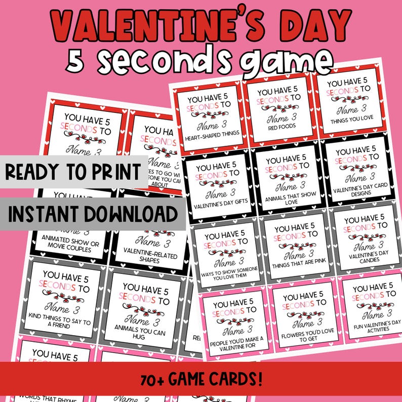Valentine's Day 5 Second Game - Classroom Valentine's Party Game - Fun ...
