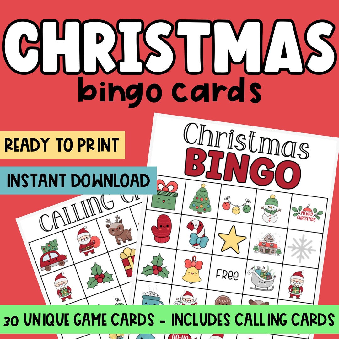 Christmas Bingo Game - Printable Holiday Fun - Family and Kids Activity ...
