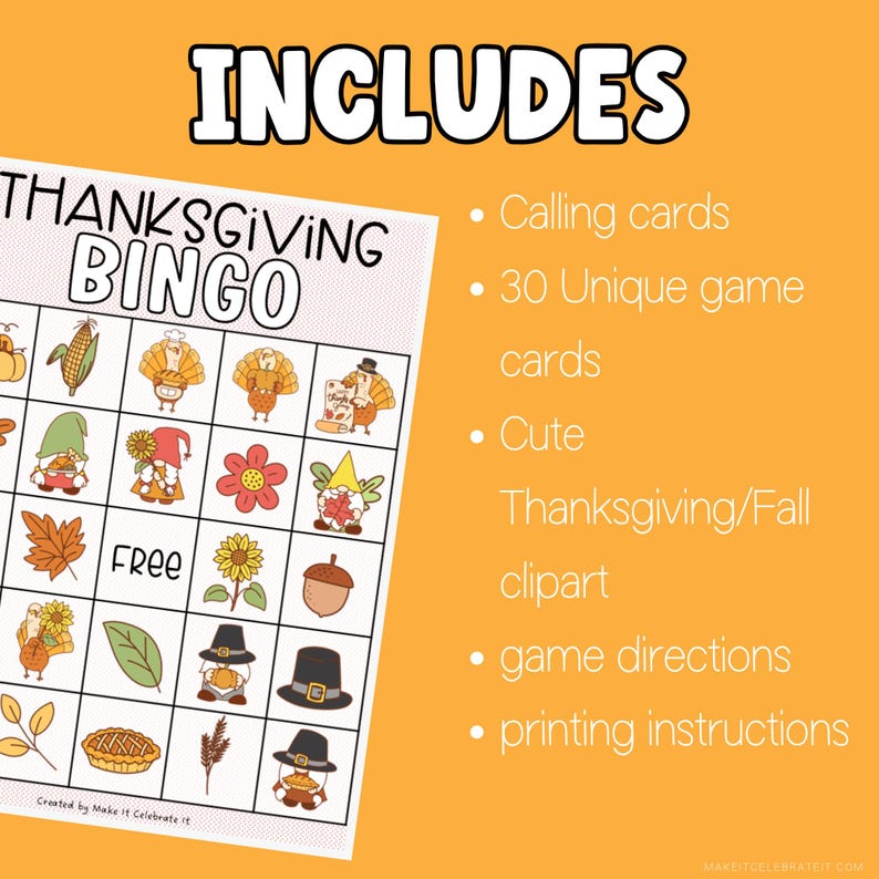 Thanksgiving Bingo Printable Thanksgiving Bingo Cards Fun Family ...