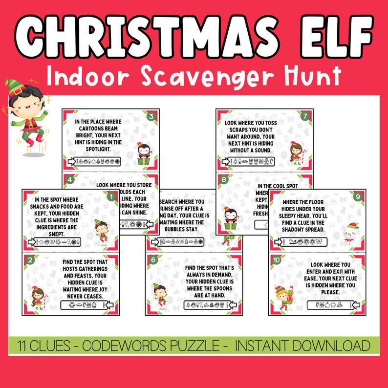 Christmas Scavenger Hunt for Kids, Christmas Elf Game, Christmas ...