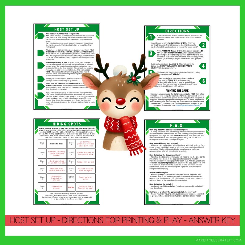 Christmas Scavenger Hunt - Reindeer Treasure Hunt for Kids - Fun ...
