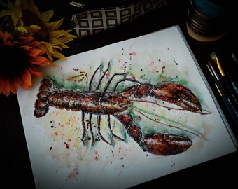 Lobster painting | Etsy