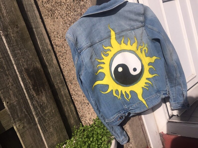 Hand Painted Yin and Yang Demin Jacket - Etsy