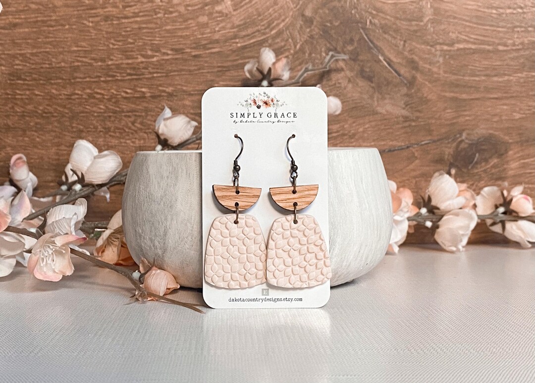 Vanilla Embossed Clay Minimalist Earrings Teacher Gift Mothers Day ...