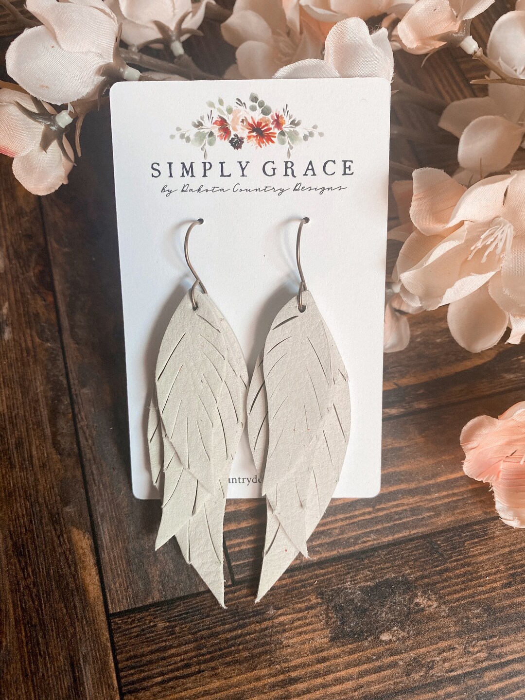 Creamy White Leather Feather Earrings: Boho Fringe Dangle - Etsy
