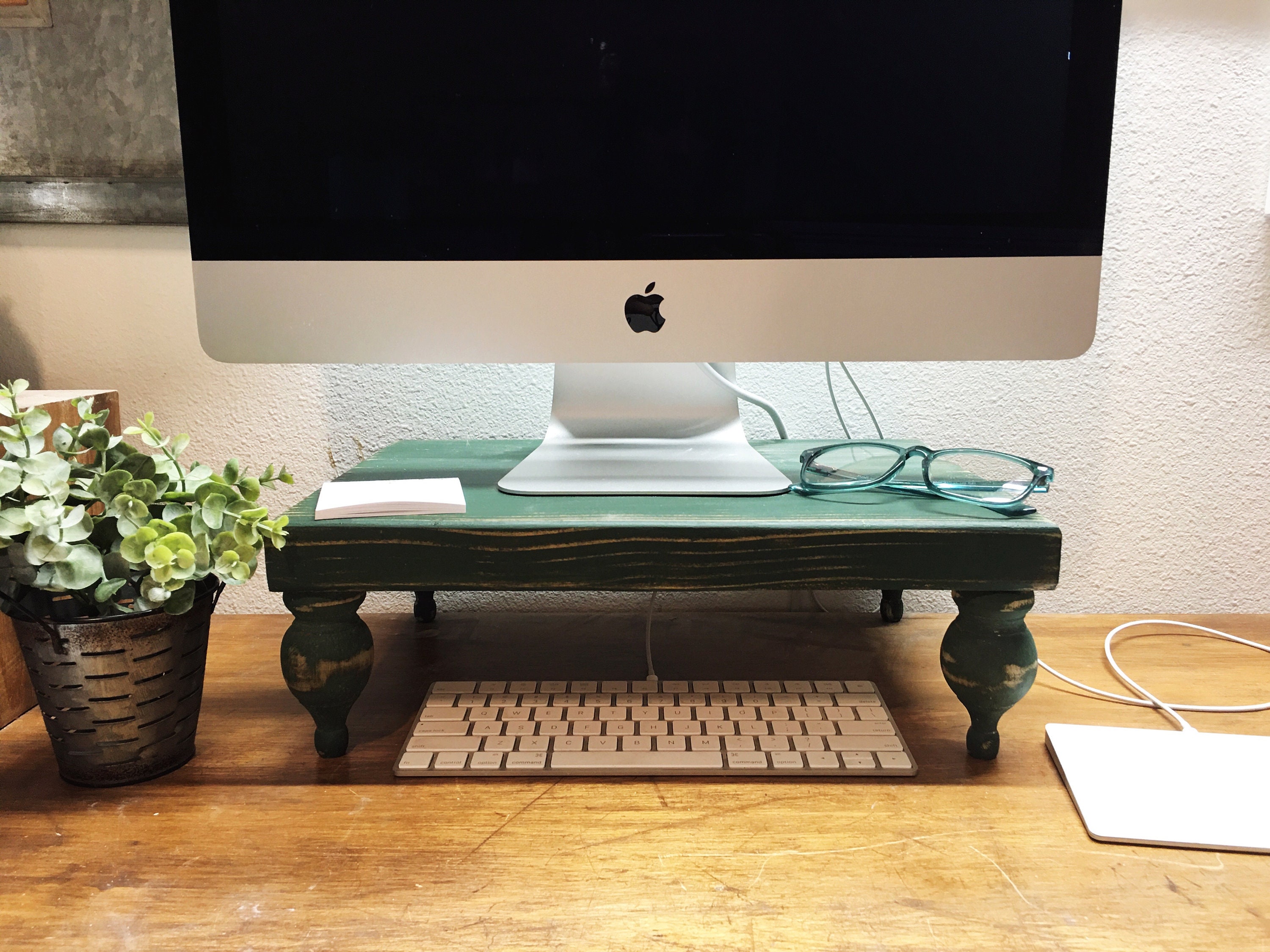 Farmhouse Computer Monitor Rustic Wood Stand | Etsy